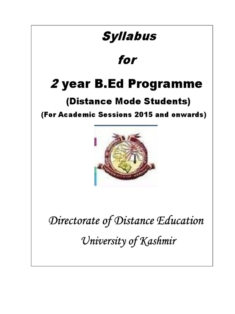 B.ed Syllabus Distance | PDF | Educational Psychology | Educational ...