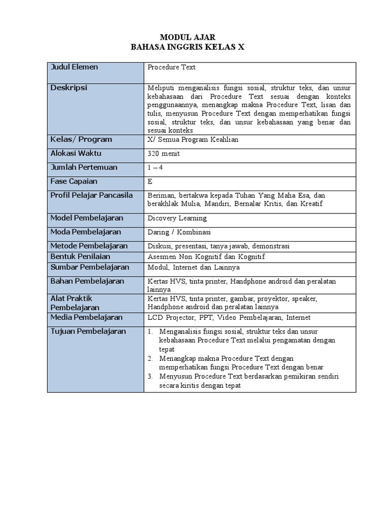 Procedure Text Modul Ajar | PDF