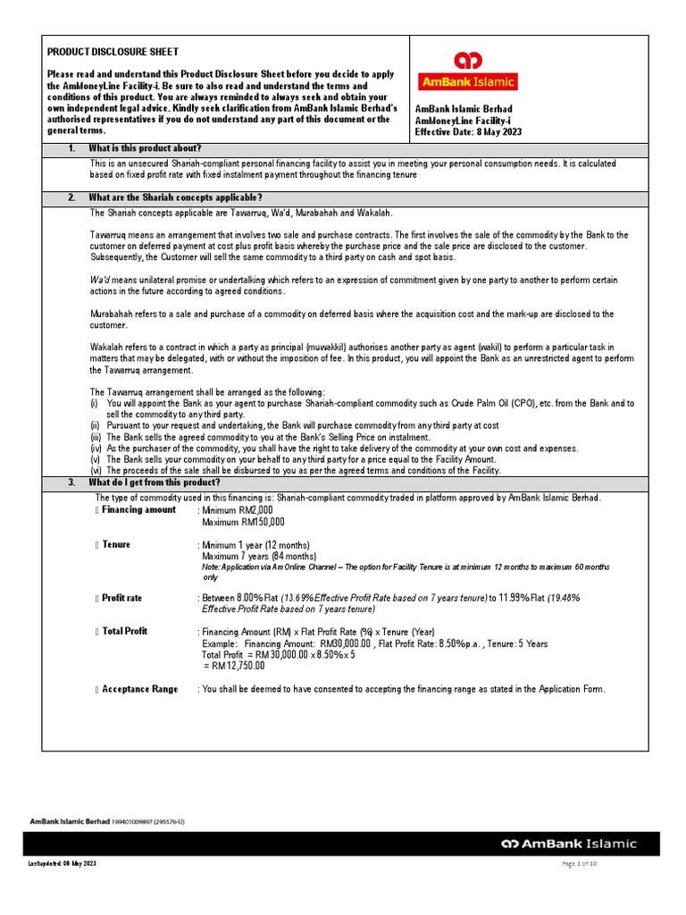 AmBankIslamicAmMoneyLine iPDS | PDF | Economies | Private Sector