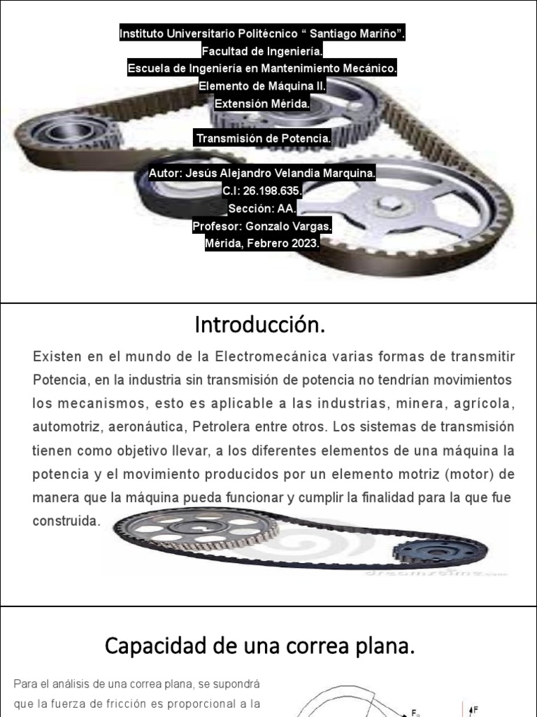 Transmisión de Potencia Mecánica | PDF | Rodamiento (Mecánico) | Engranaje