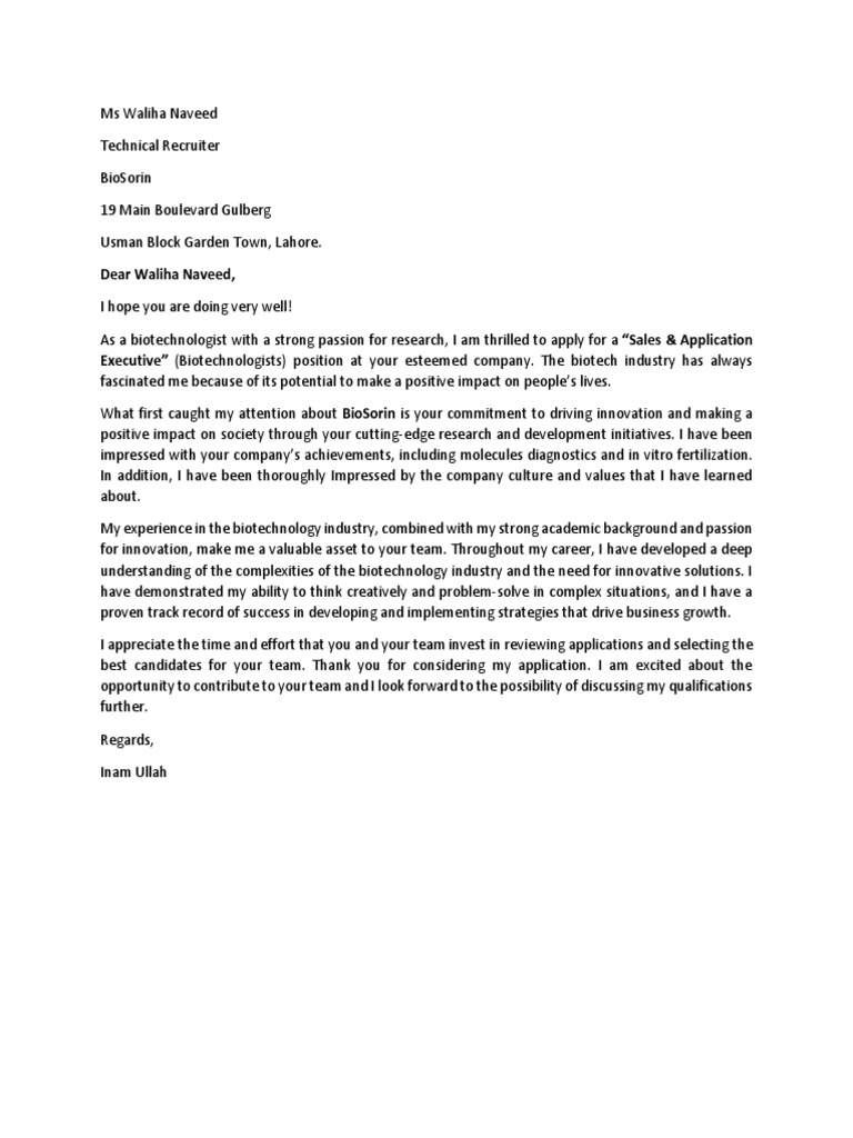 Inam-Ullah-Cover Letter | PDF