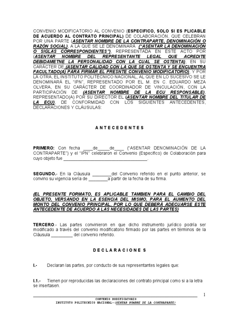 Convenio Modificatorio Al Convenios Vinculados | PDF | Tratado | Justicia