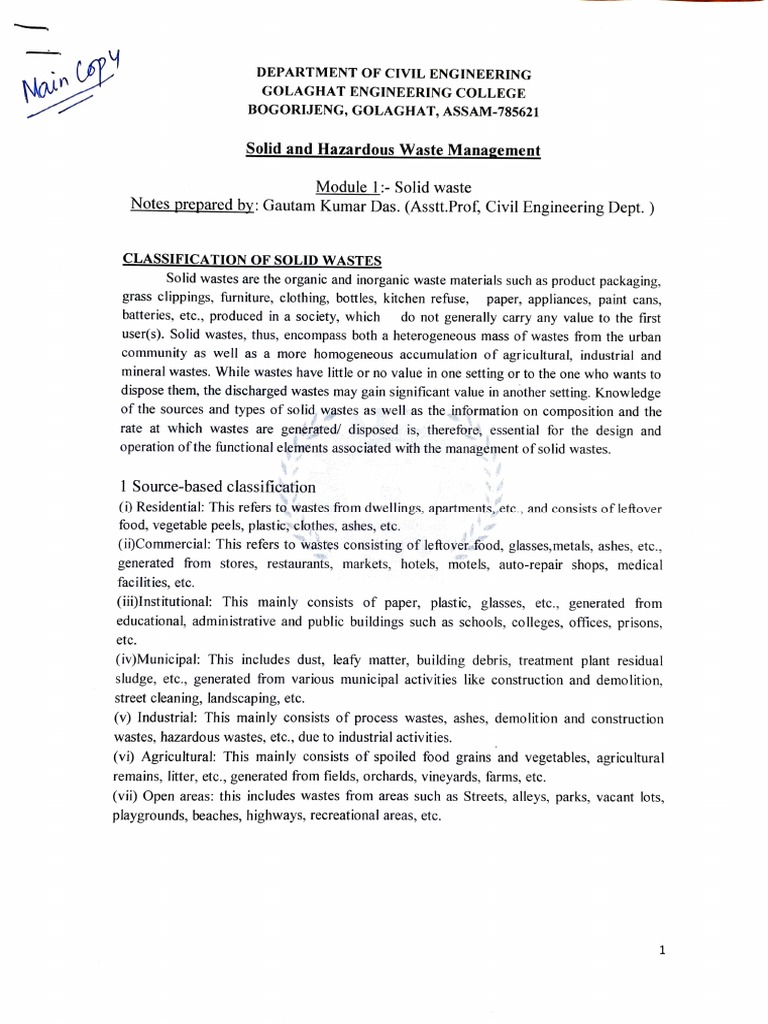 SWM 1st Module | PDF | Municipal Solid Waste | Waste