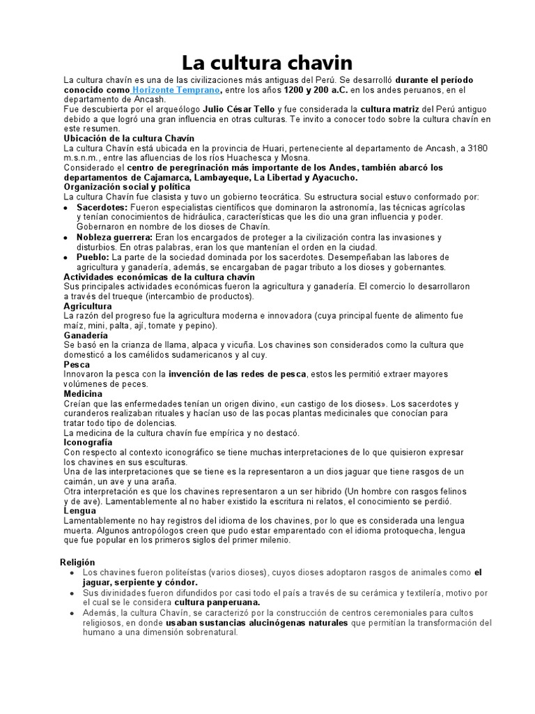 La Cultura Chavin | PDF