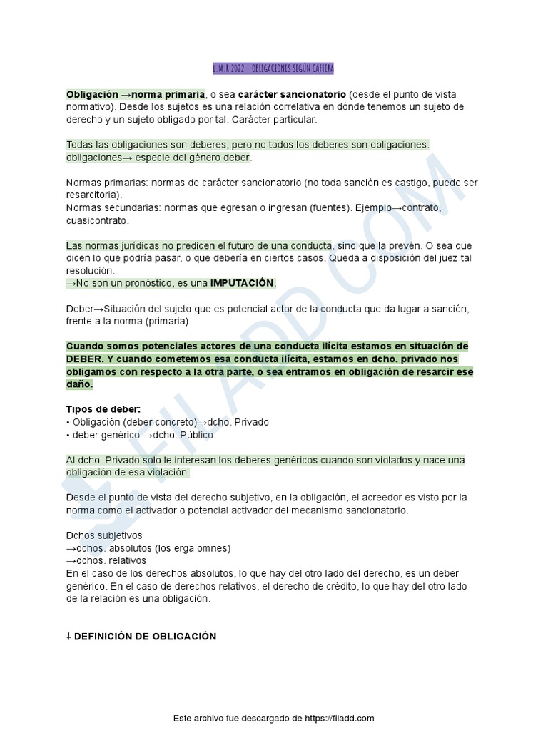 OBLIGACIONES CAFFERA Resumen | PDF | Pagos | Subrogación