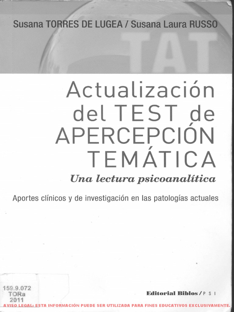 cap 4 Análisis e interpretación de un protocolo TAT | PDF | Sicología | Conceptos psicologicos