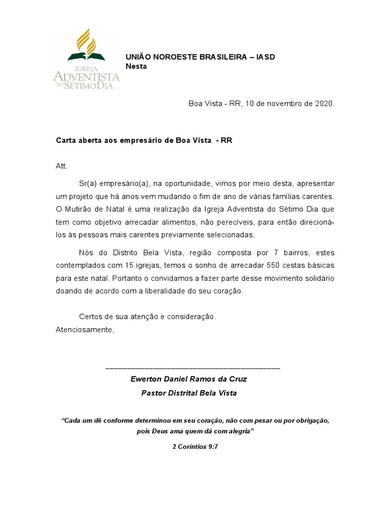 OFÍCIO mutirão de Natal | PDF OFÍCIO mutirão de Natal | PDF