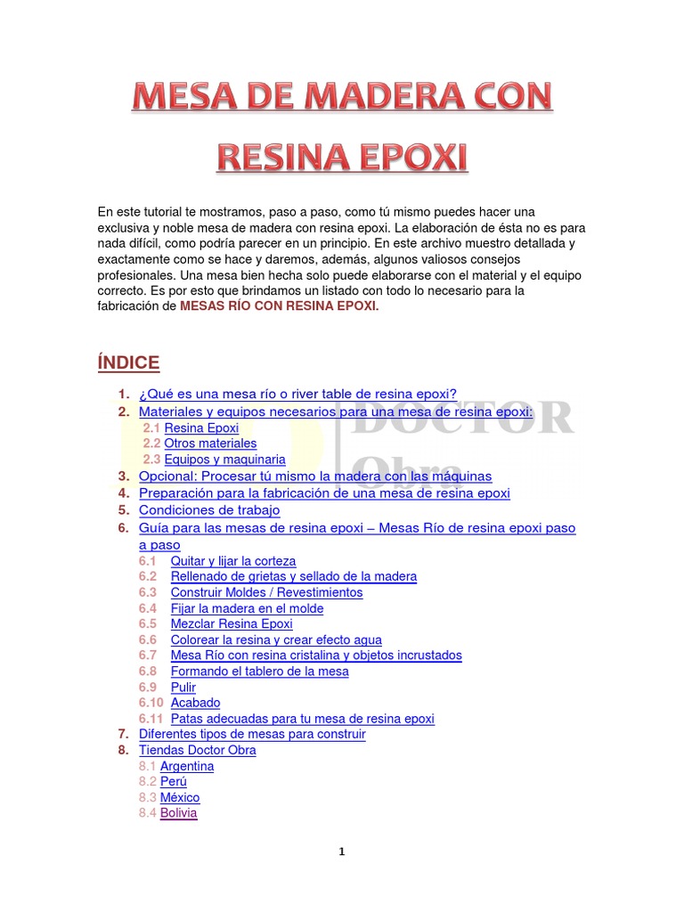 Tutorial Mesas de Rio | PDF | Madera | Epoxy