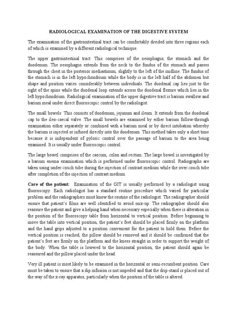 Radiological Examination of the Digestive System | PDF | Digestive System | Clinical Medicine
