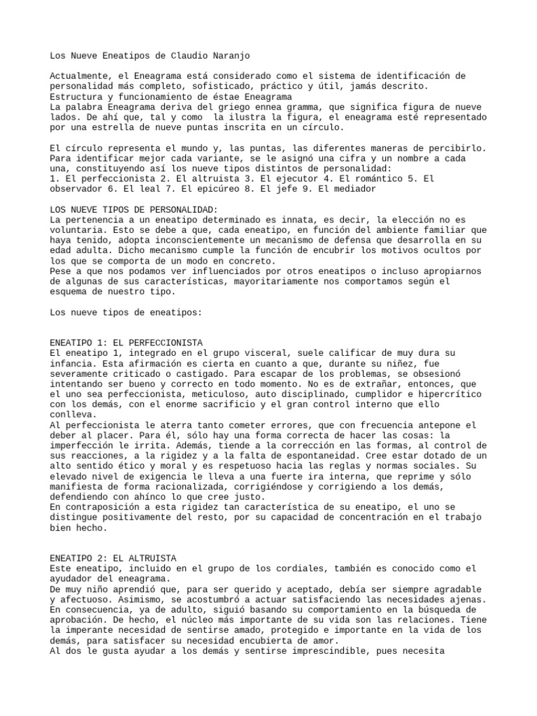 Los Nueve Eneatipos de Claudio Naranjo | Descargar gratis PDF ...