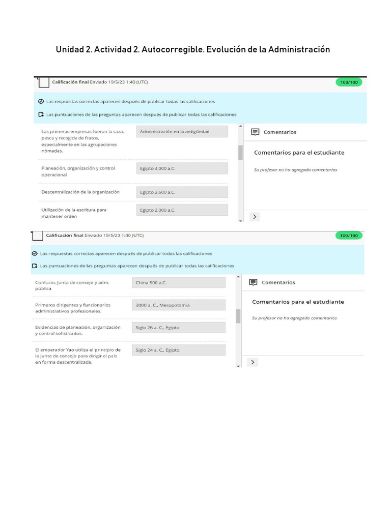 Unidad 2. Actividad 2. Autocorregible. Evolución de La Administración | PDF