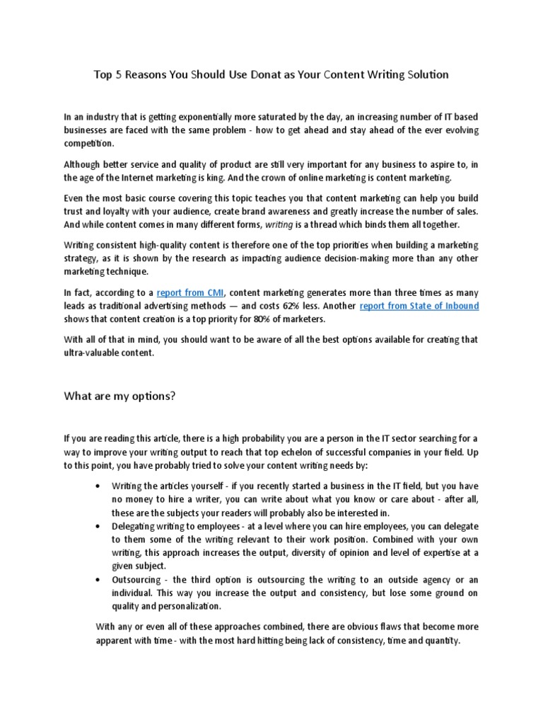 Top 5 Reasons You Should Use Donat As Your Content Writing Solution ... Top 5 Reasons You Should Use Donat As Your Content Writing Solution ...
