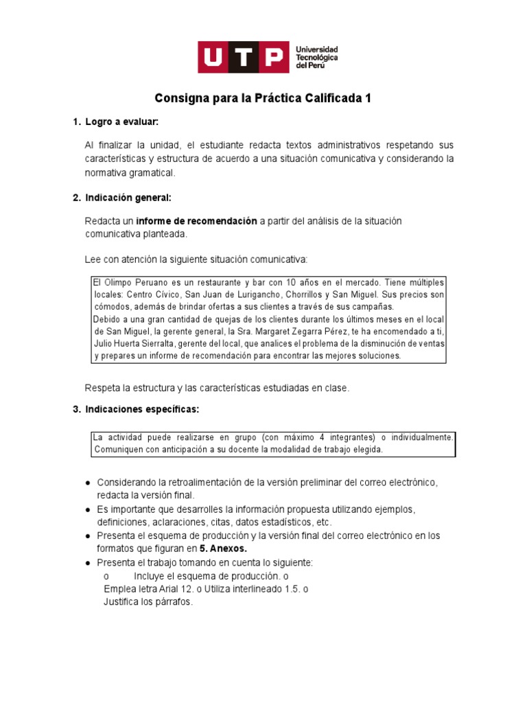 Práctica Calificada 1 | PDF