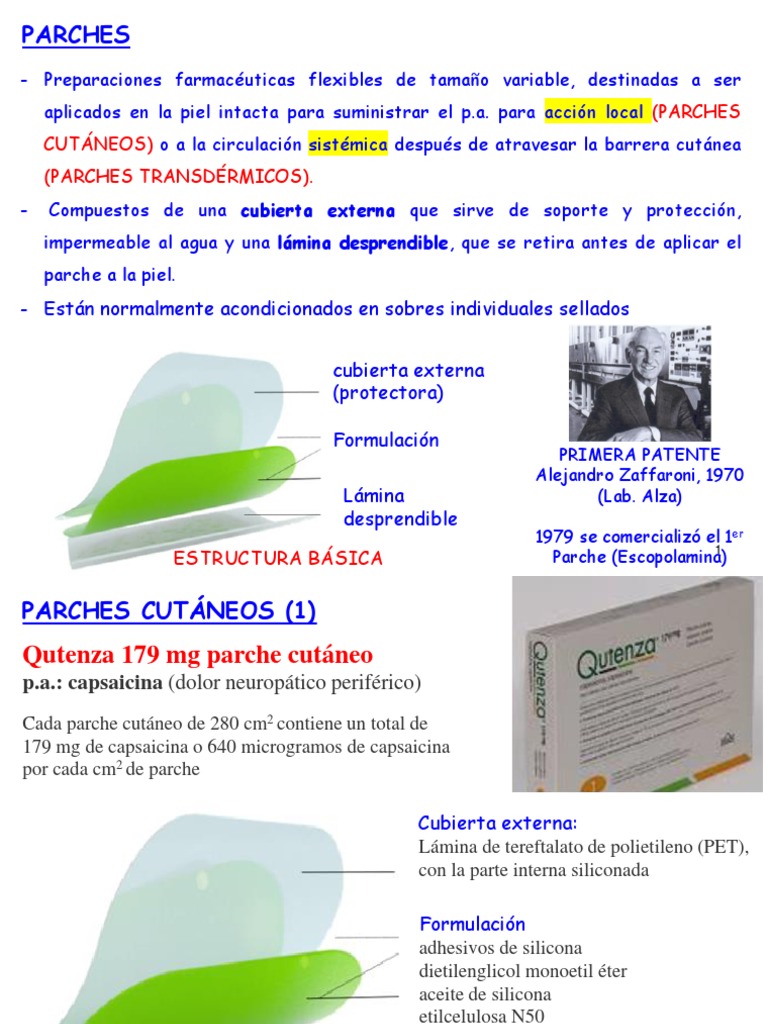 Tipos y Estructura de Parches Transdérmicos | PDF | Medicamentos con ...