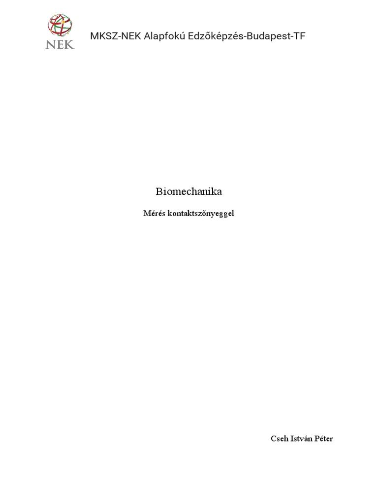 Cseh István Péter Mérés Kontakszőnyeggel | PDF