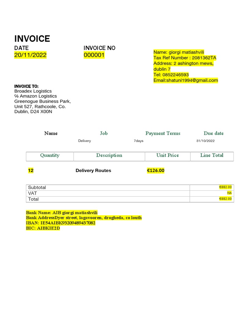 Invoice Draft 2022 | PDF