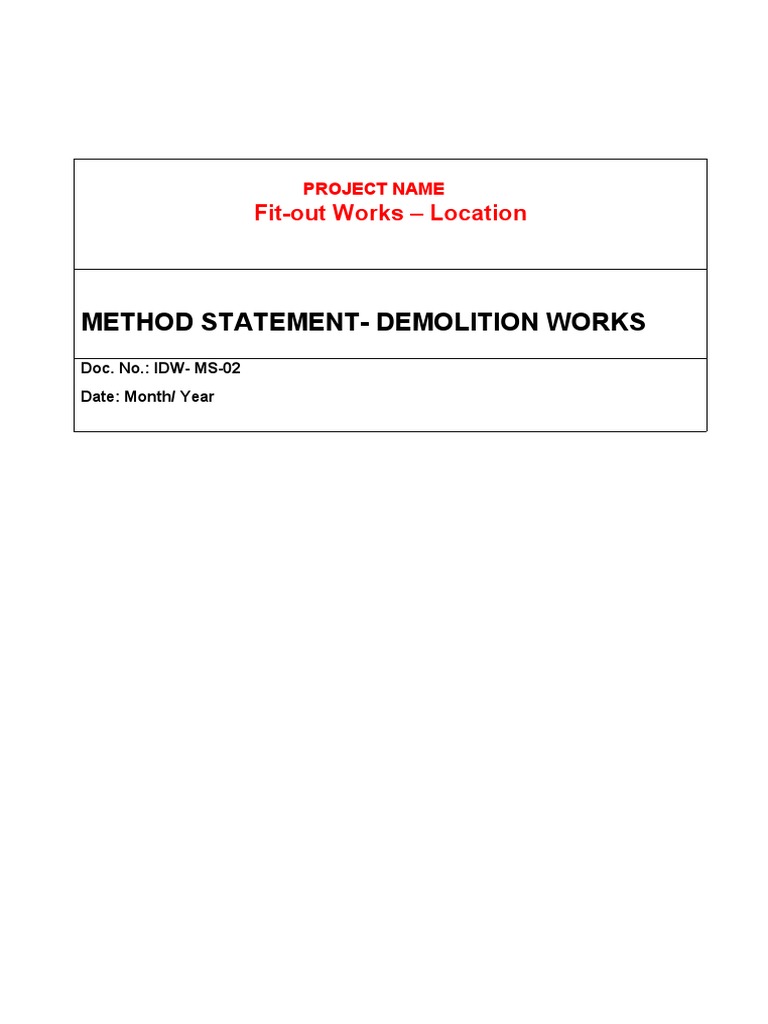 Demolition Method Statement for Fit-Out | PDF | Demolition | Concrete