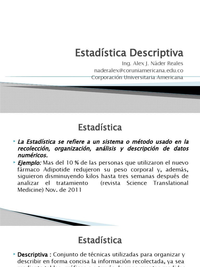 Estadística Descriptiva Clase 1 | PDF | Estadísticas | Estadísticas descriptivas