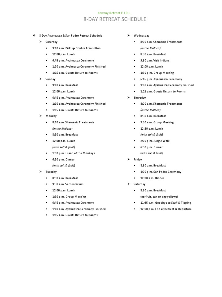 8-Day Retreat Schedule | PDF