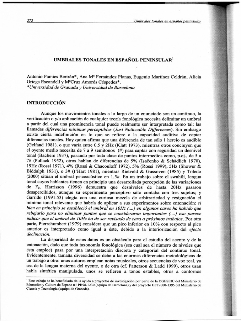 Umbrales Tonales | PDF