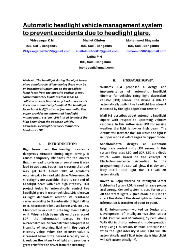 Vidyasagar Paper Pdf Headlamp Arduino