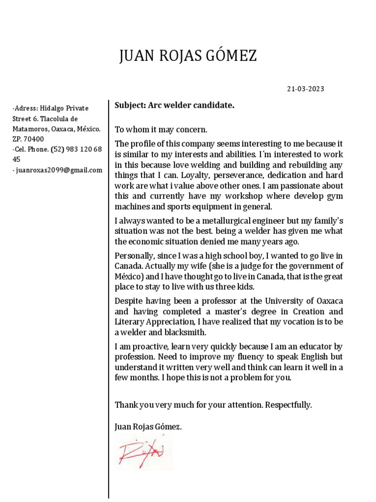 Arc Welder Job Application | PDF