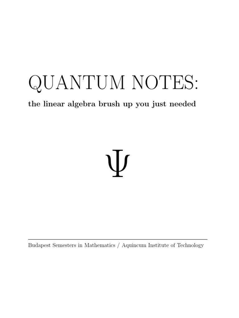 QUANTUM NOTES: The Linear Algebra Brush Up You Just Needed | PDF ...