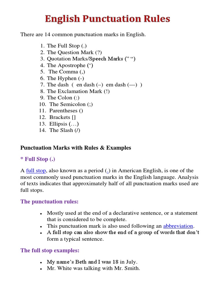 Punctuation Rules | Download Free PDF | Ellipsis | Punctuation