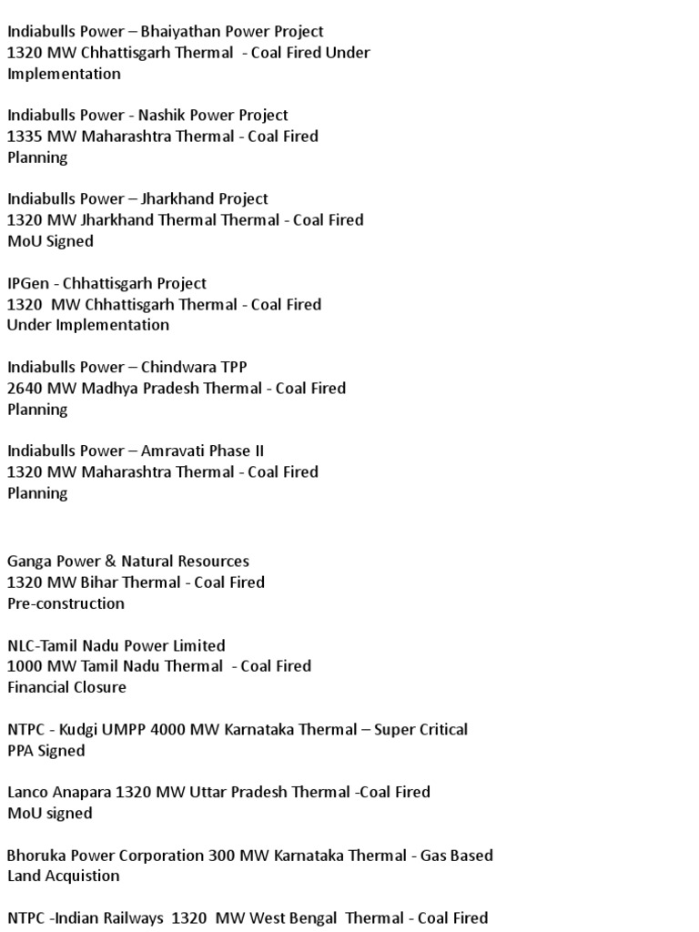 Power Projects in India | PDF | Economy Of India | Energy Industry