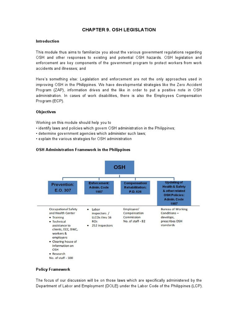 Chapter 9. Osh Legislation | PDF | Social Science