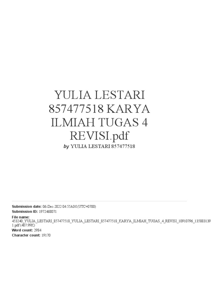 Yulia Lestari 857477518 Karya Ilmiah Tugas 4 Revisi PDF | PDF