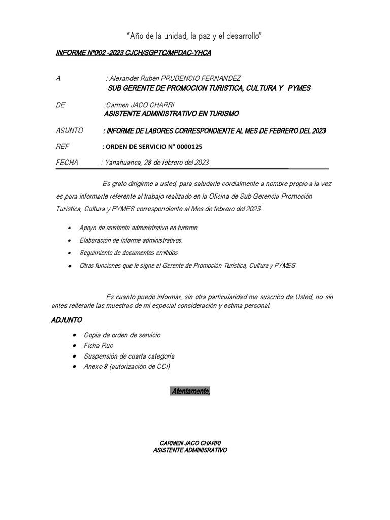 Informe #001 - 2023 | PDF