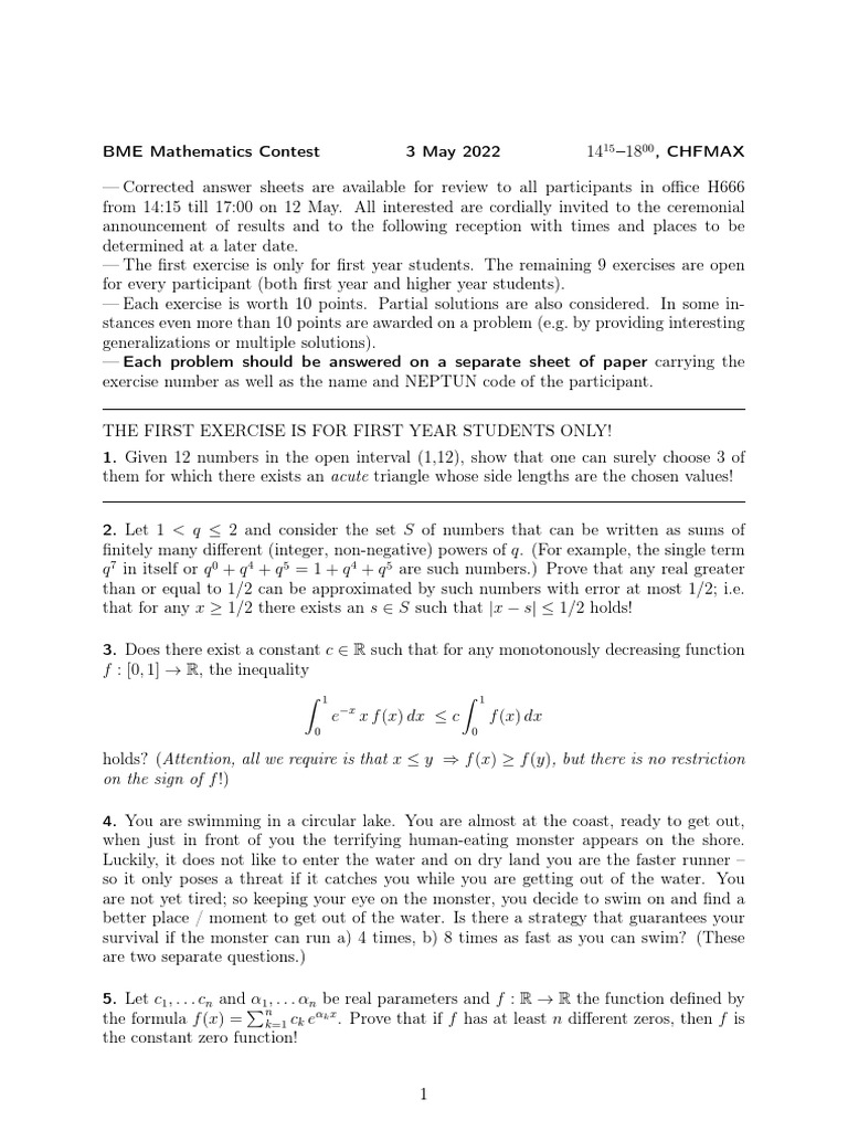 Contest 2022 | PDF | Function (Mathematics) | Numbers