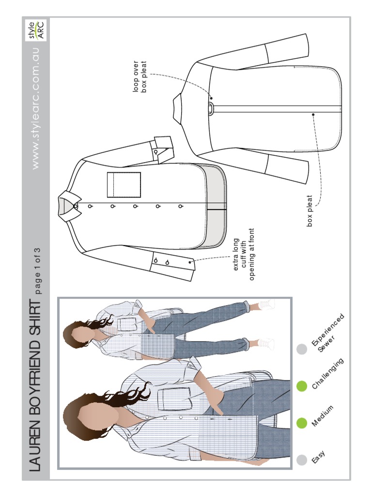 Lauren Boyfriend Shirt Sewing Guide | PDF | Seam (Sewing) | Shirt