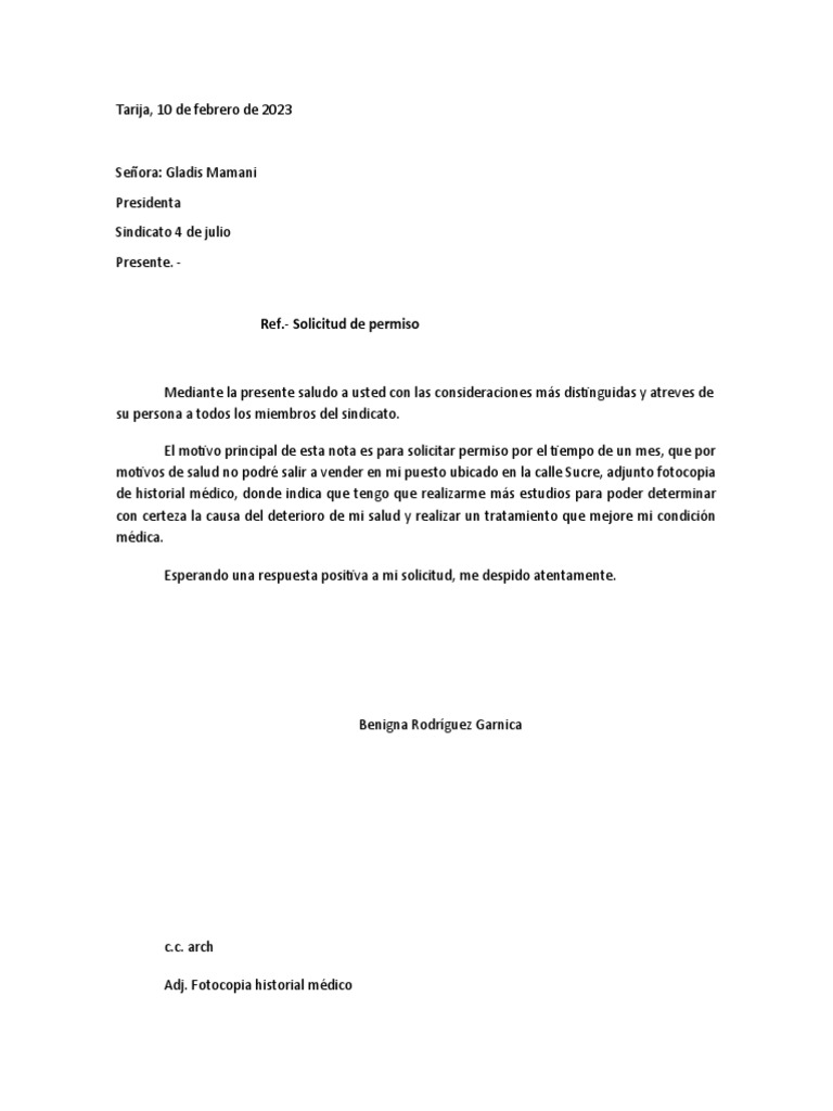 Solicitud de Permiso | PDF