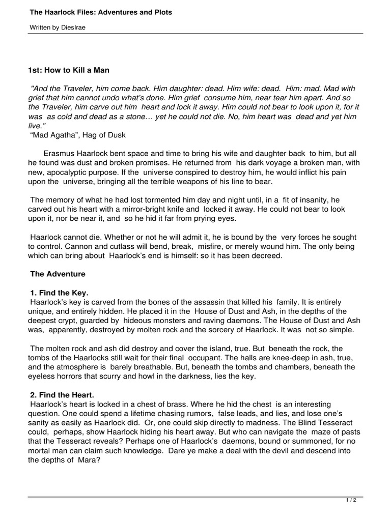 DH The Haarlock Files Adventures and Plots | PDF | Religion & Spirituality