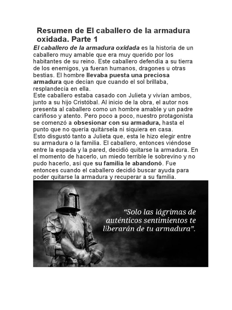 Resumen de El caballero de la armadura oxidada | PDF | Caballero