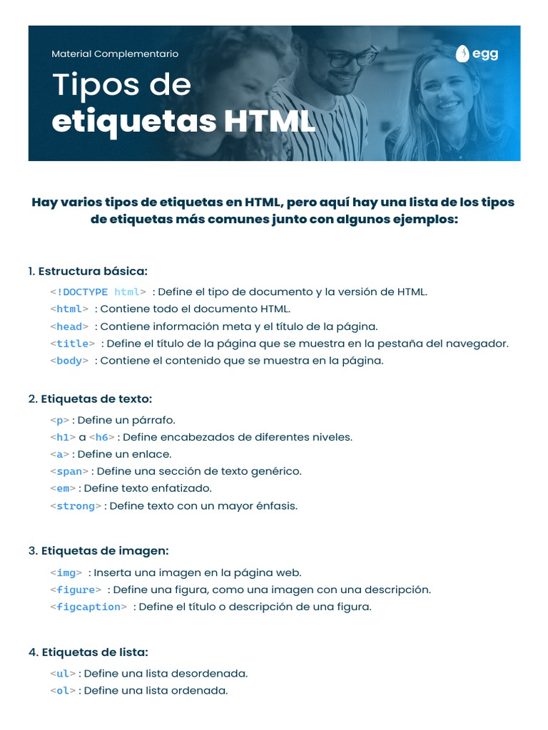 Guía Rápida de Etiquetas HTML | PDF