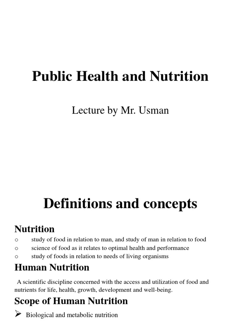 Public Health and Nutrition Lecture 1st | PDF | Public Health ...