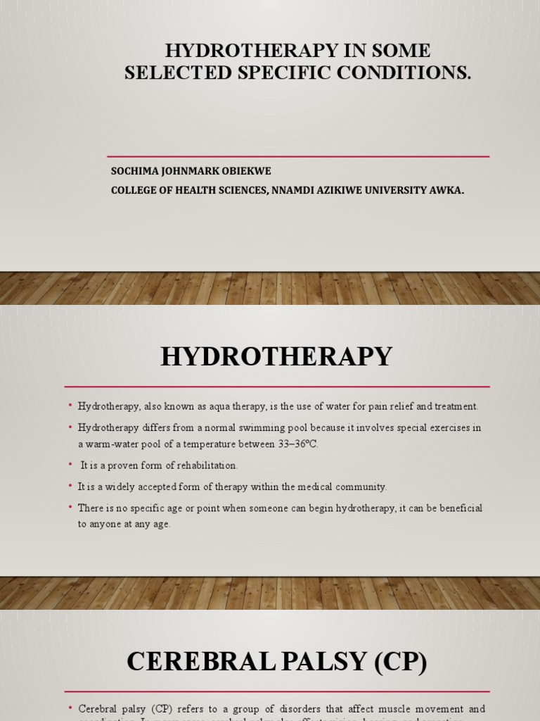 Hydrotherapy in some Physiotherapy cases | PDF | Cerebral Palsy | Spinal Cord Injury