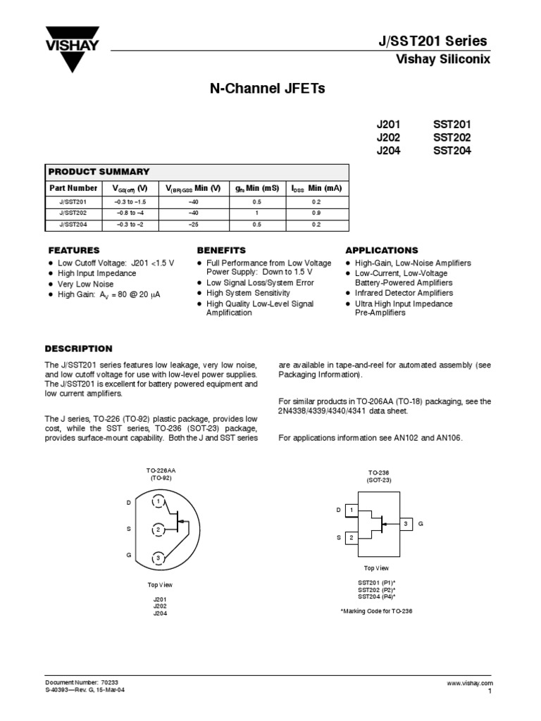 j201, j202, j203, sst201, sst202, sst204 Vishay | PDF | Amplifier ...