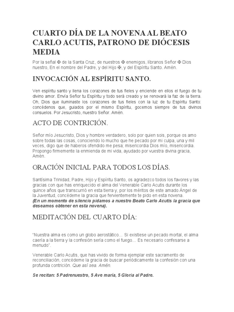 Cuarto Día de La Novena Al Beato Carlo Acutis | PDF | Intercesión ...