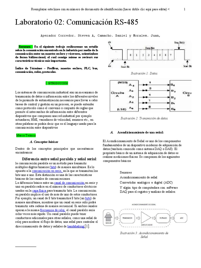 Informe Comunicación - RS-485 | PDF | Redes de computadoras | Electricidad