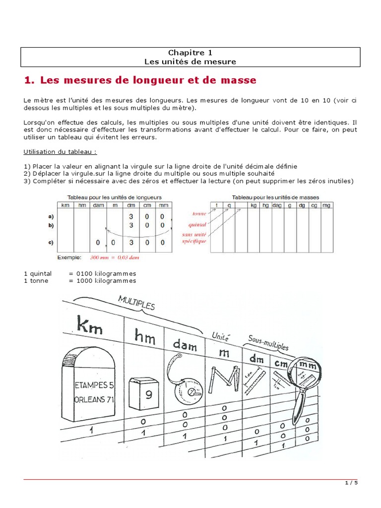 Unités de mesure : Longueur, Surface, Volume | PDF | Unité de mesure ...