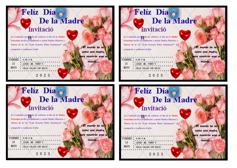 Tarjeta Dia De La Madre Profesoras Pdf