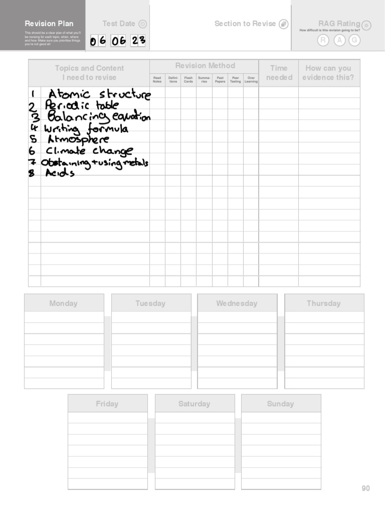 Chemistry Revision Y9 Pdf Educational Assessment Cognition