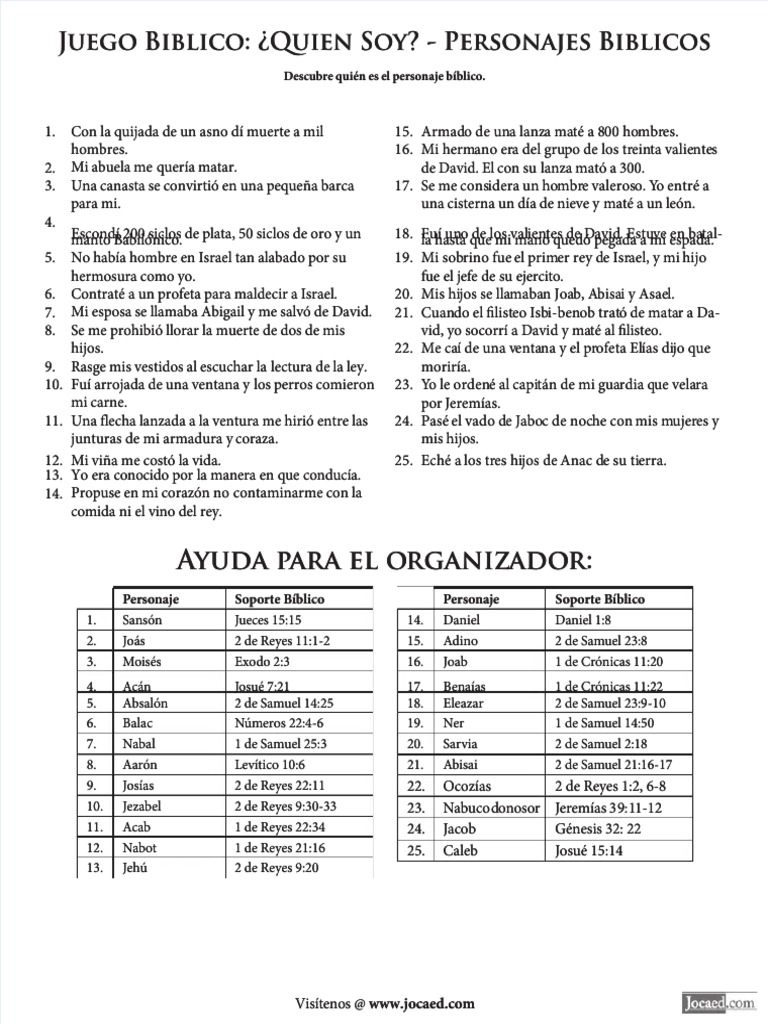 PDF Quien Soy Personajes Biblicos 1pdf - Compress | PDF | David ...
