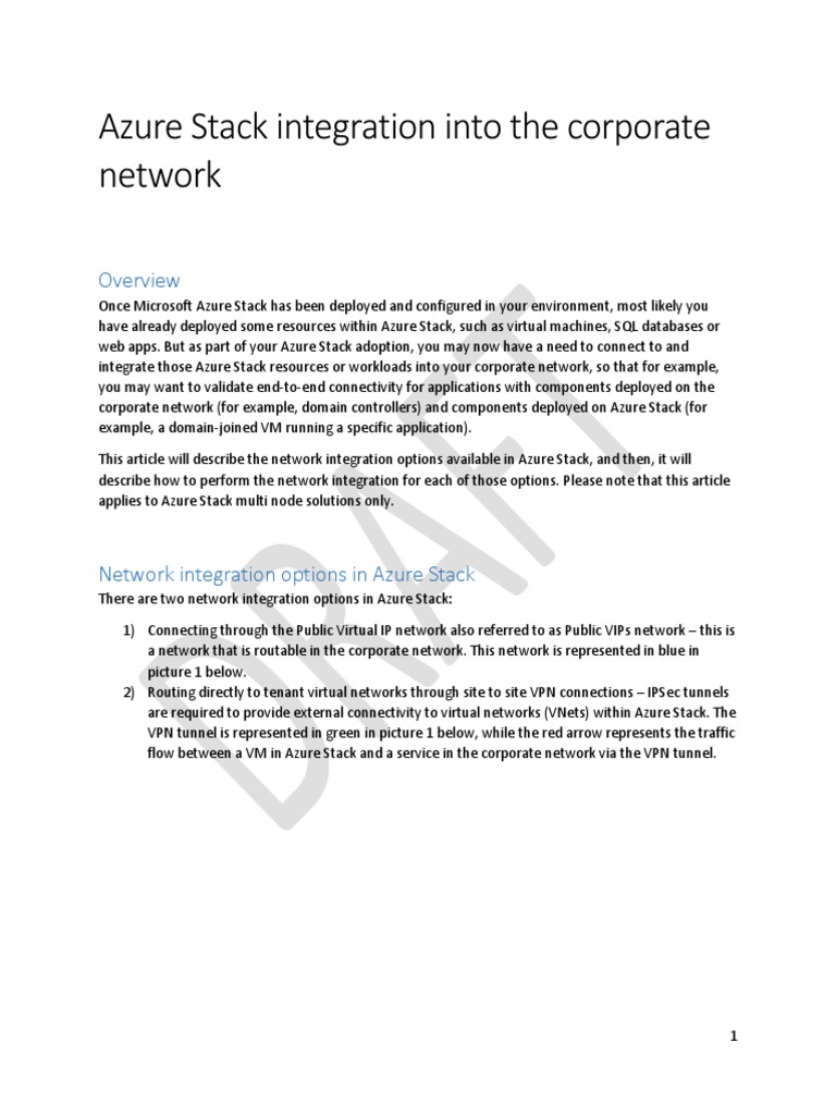 Azure Stack Integration Into The Corporate Network | PDF | Computer Network | Virtual Private ...