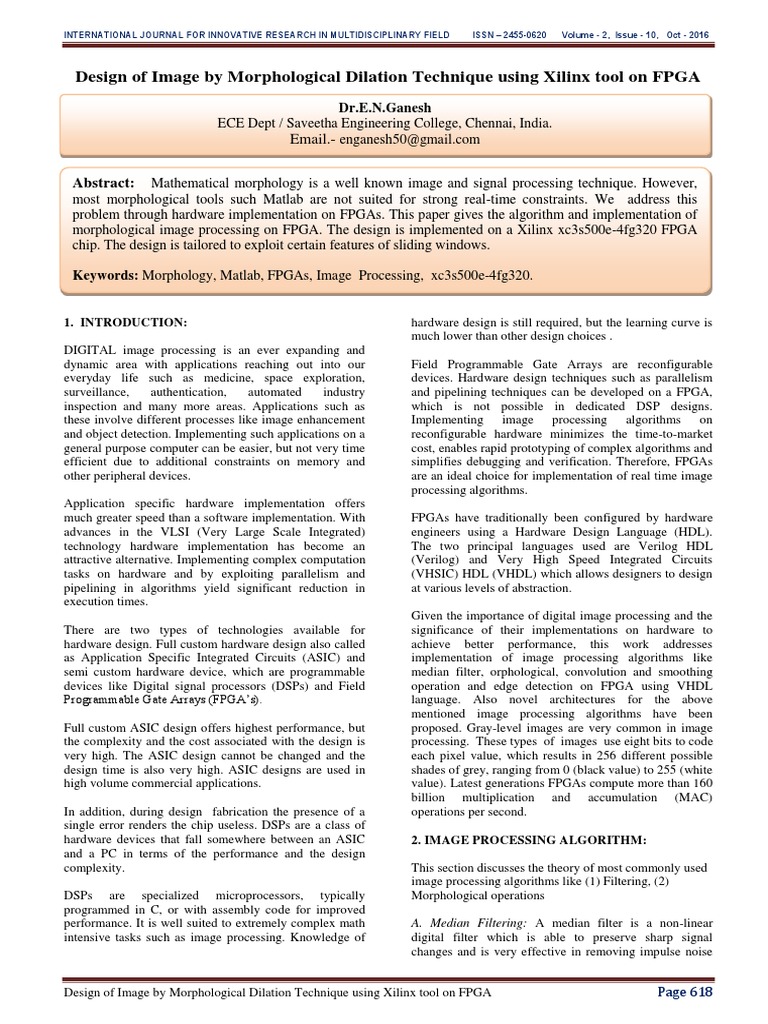 FPGA Image Morphological Dilation | PDF | Field Programmable Gate Array | Hardware Description ...