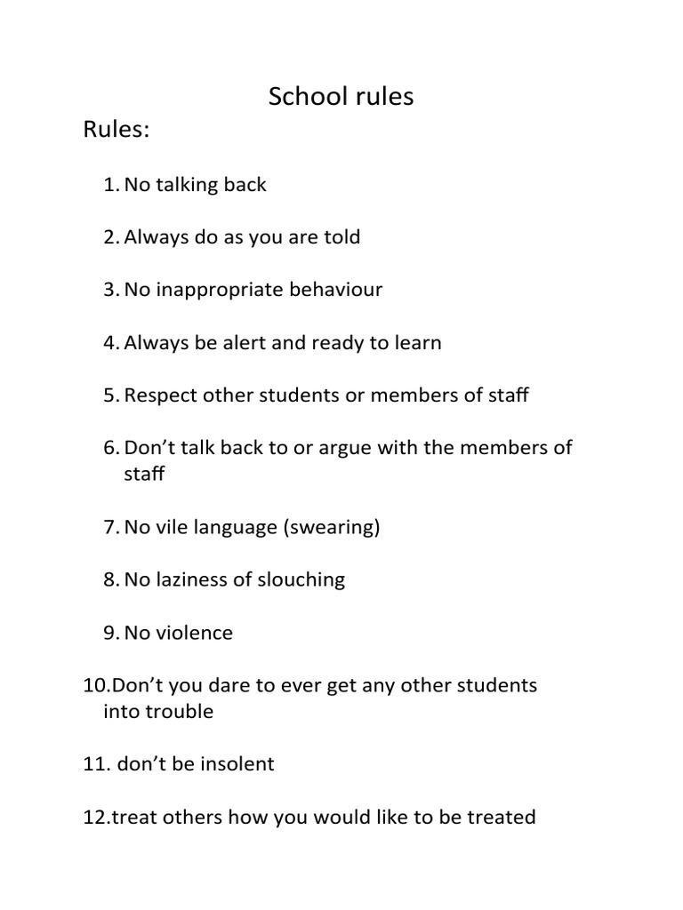 Essential School Rules | PDF | Schools | Teachers